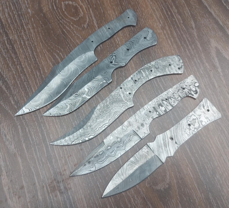 Damascus Steel Knife Blanks: DIY Knife Making, Set of 5 - Etsy