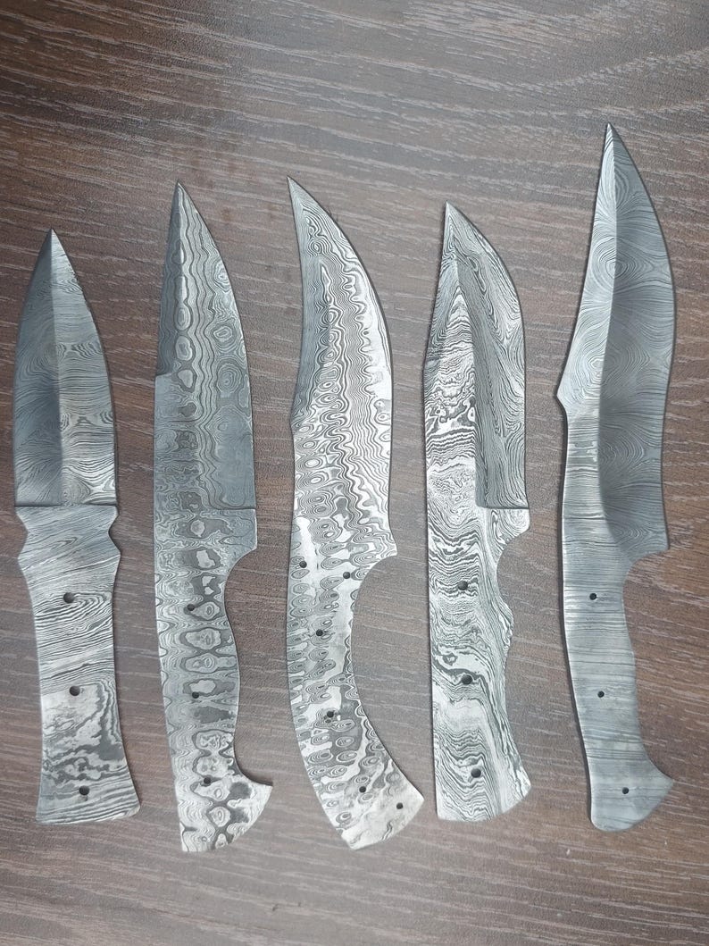 Damascus Steel Knife Blanks: DIY Knife Making, Set of 5 - Etsy