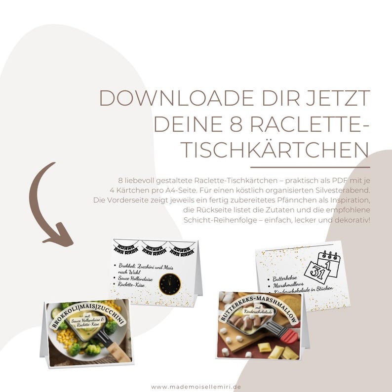 8 Printable Raclette Place Cards – 2 X A4 Download | Raclette Planning ...