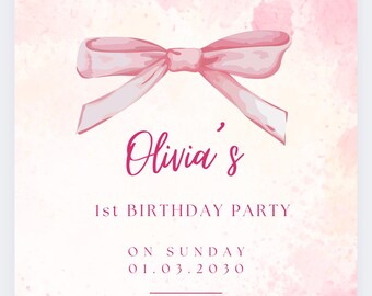 Pink Bow Invitation - Etsy