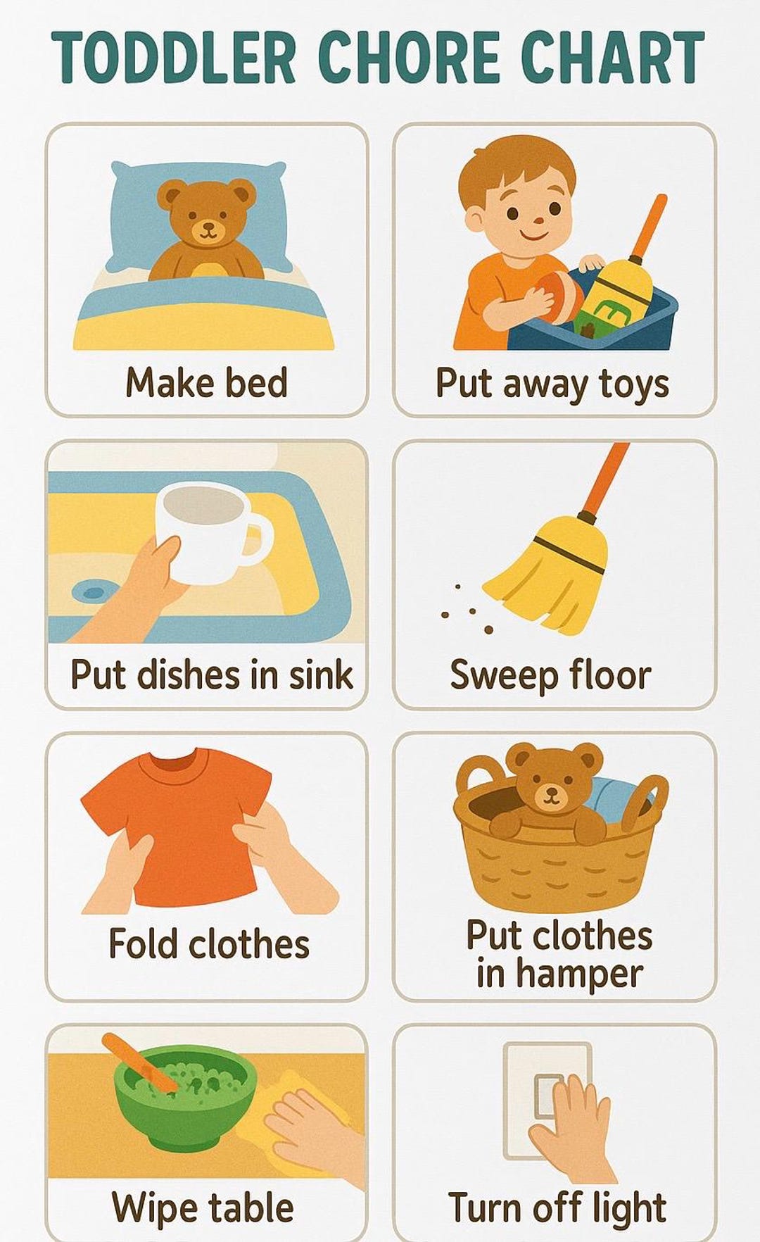 Toddler Chore Chart Icons - Etsy
