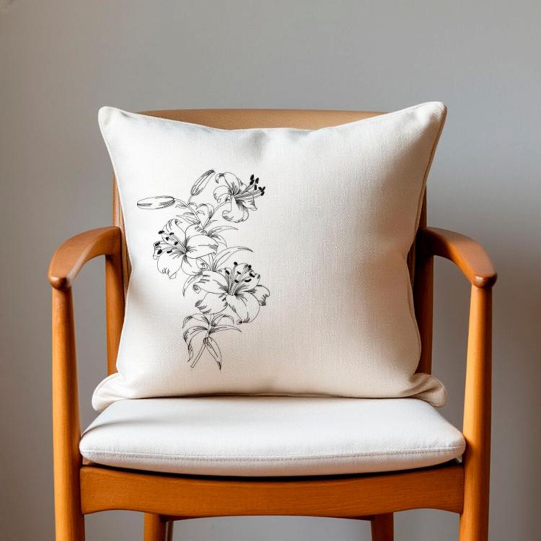 Lily Flower Outline Embroidery Design | Single Stitch Contour Art ...