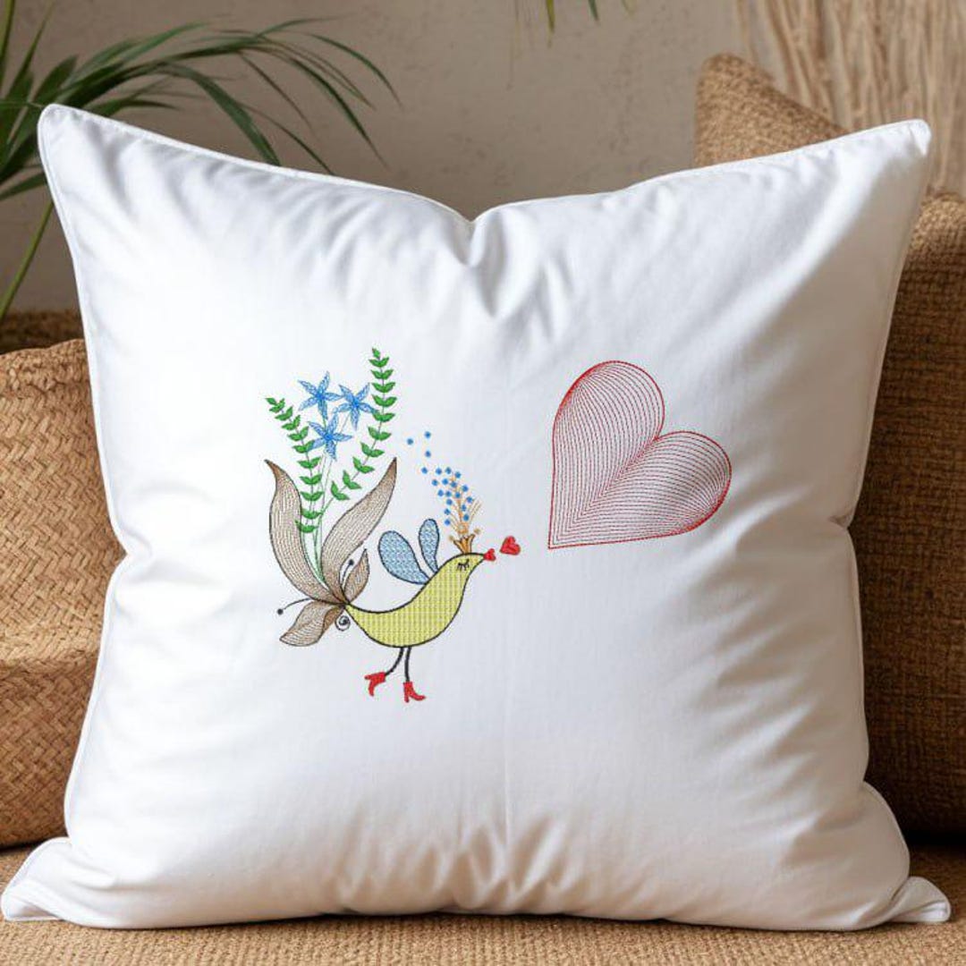 Folk Art Embroidery Design 2 in 1 - Vintage Love Theme, Machine ...