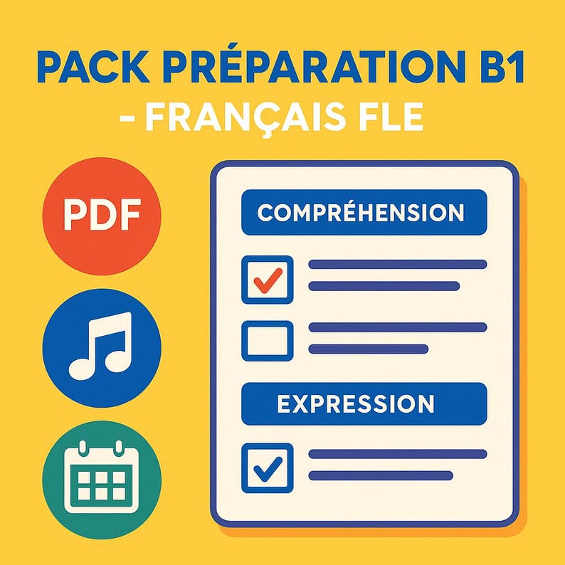 FLE B1 Pack to Download – 100 PDF Pages + Audios + Visual Sheets | DELF ...