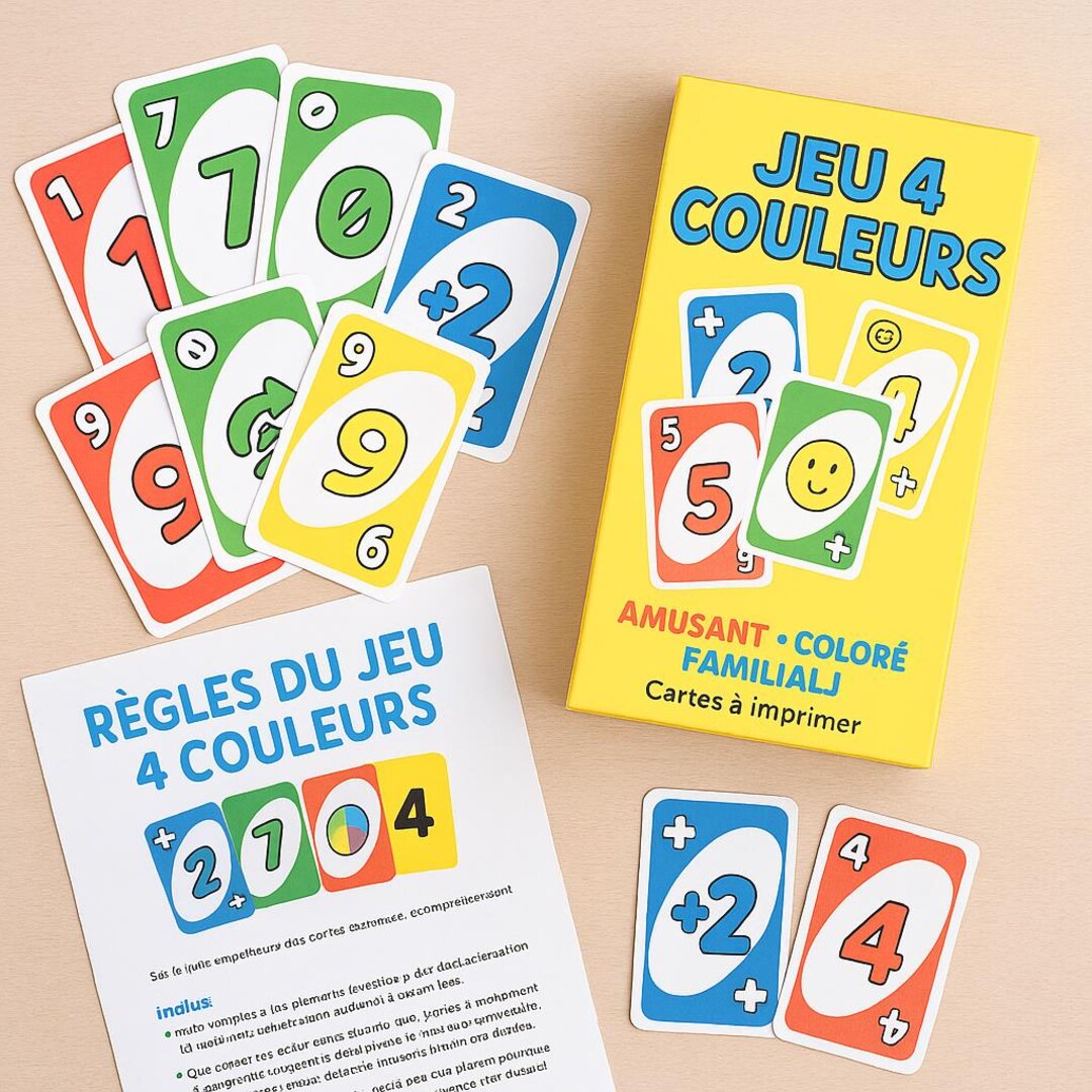 Printable 4-color Game - Uno-style Cards for Kids | Downloadable PDF ...