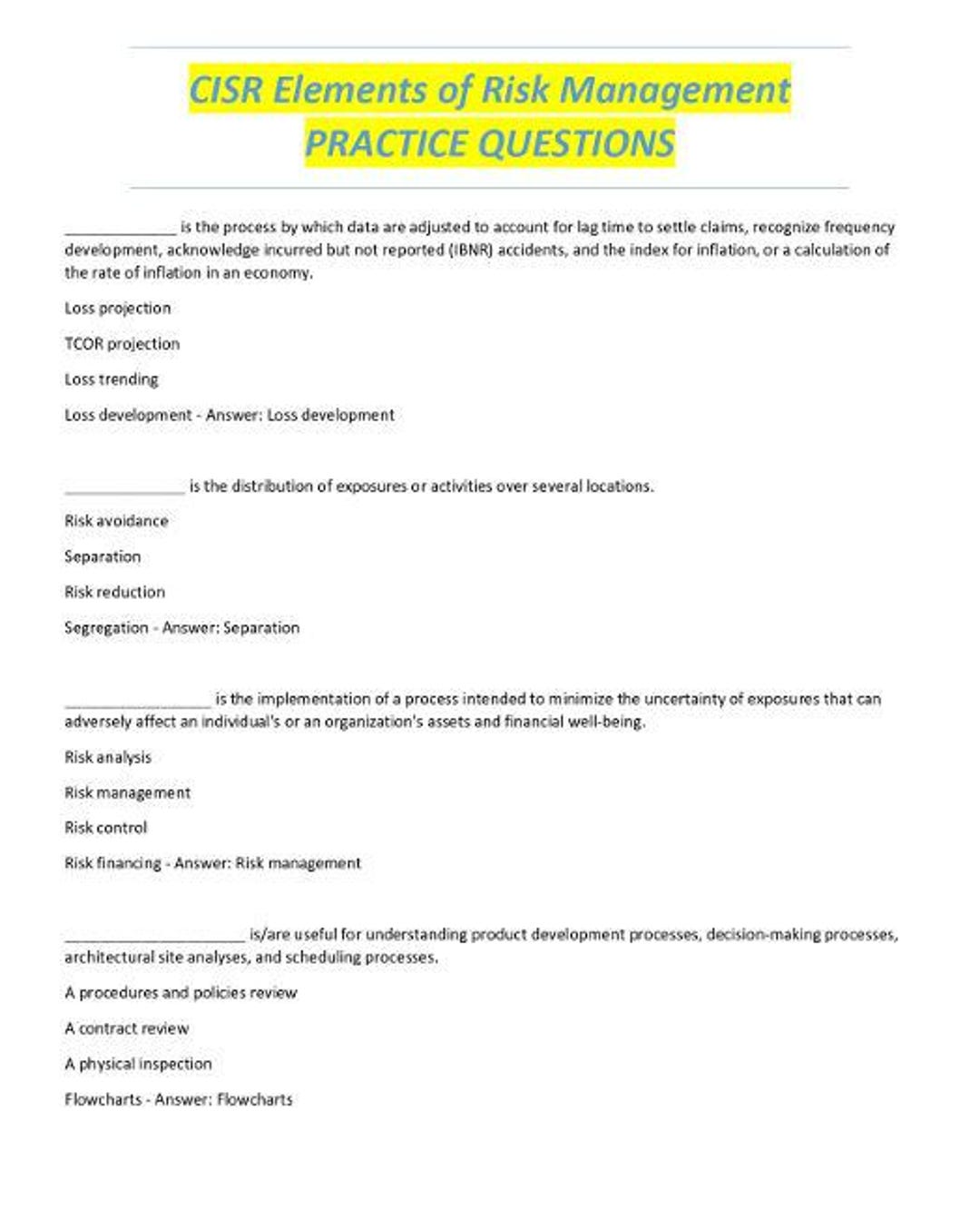 CISR Elements of Risk Management PRACTICE QUESTIONS - Etsy