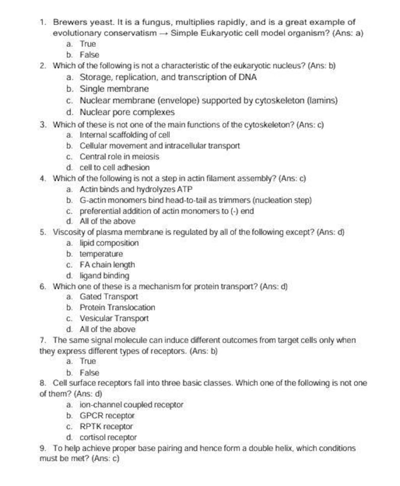 Cell Biology Study Guide – Comprehensive Exam Preparation - Etsy
