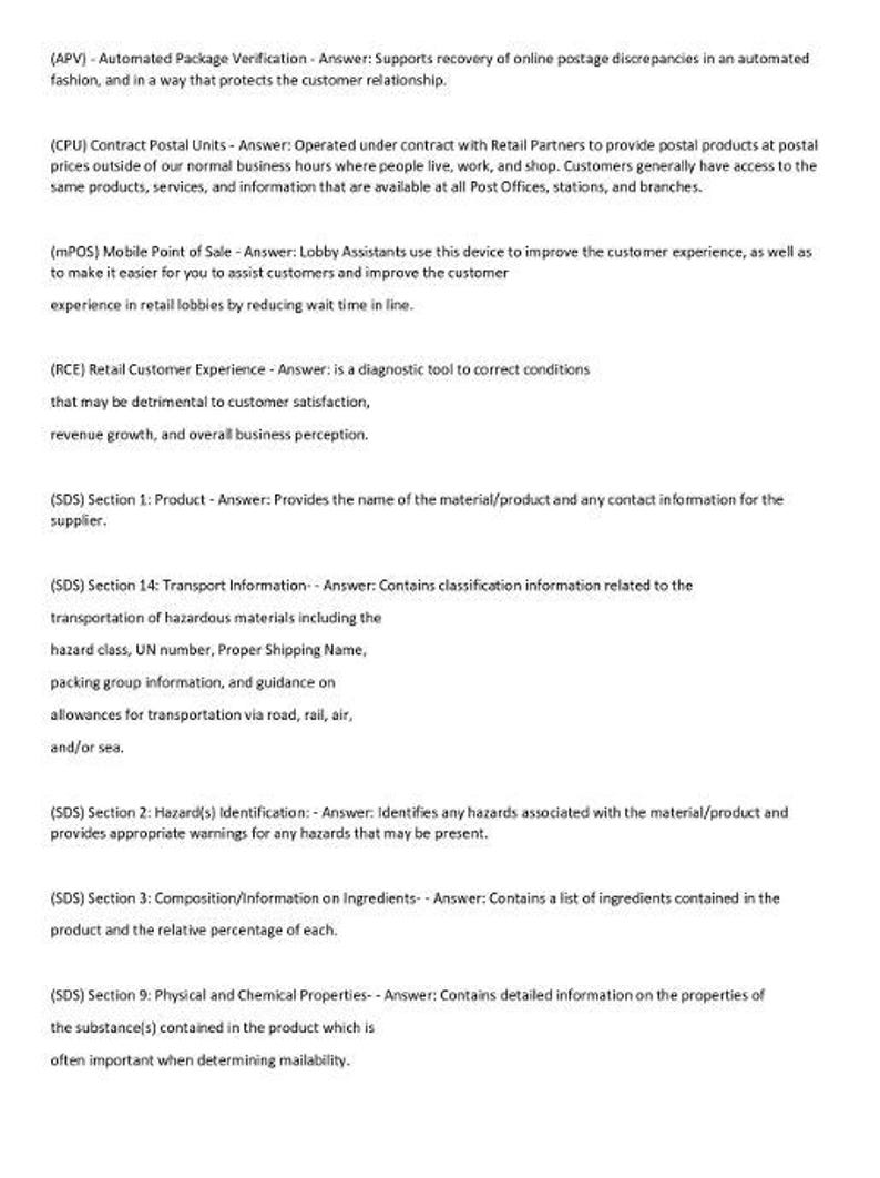 USPS 421 Test - Window Clerk Exam Questions Marking Scheme Current ...