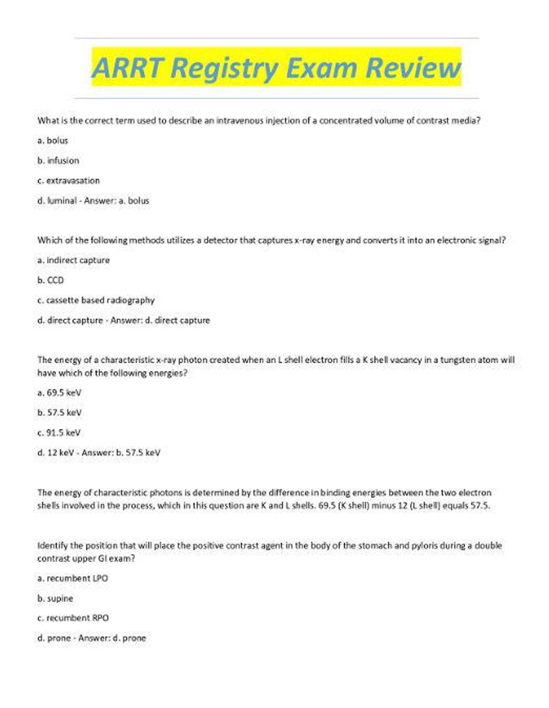 ARRT Registry Exam Review - Etsy