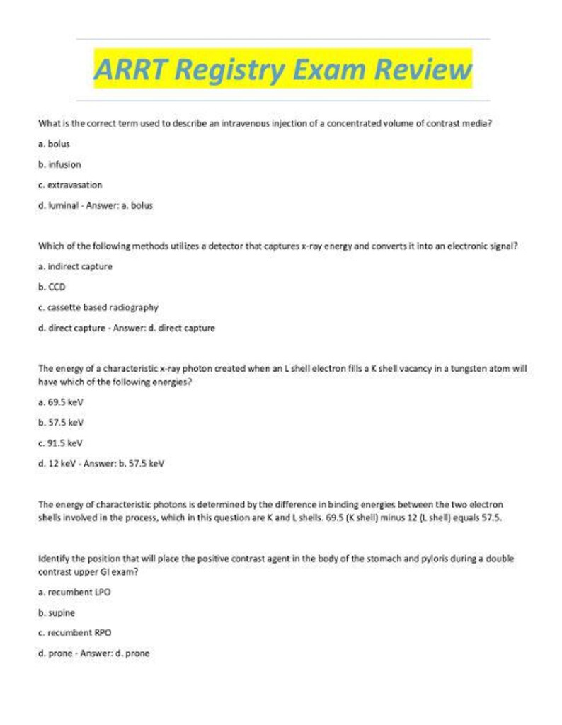 ARRT Registry Exam Review - Etsy