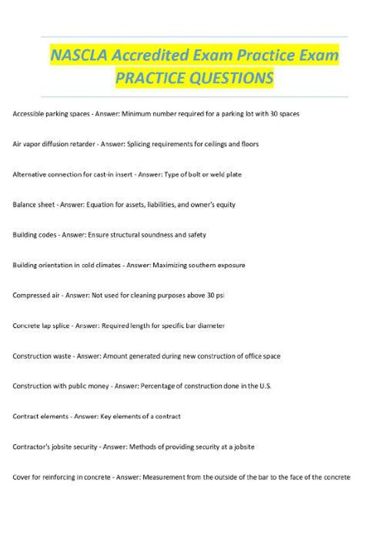 NASCLA Accredited Exam Practice Exam PRACTICE QUESTIONS - Etsy