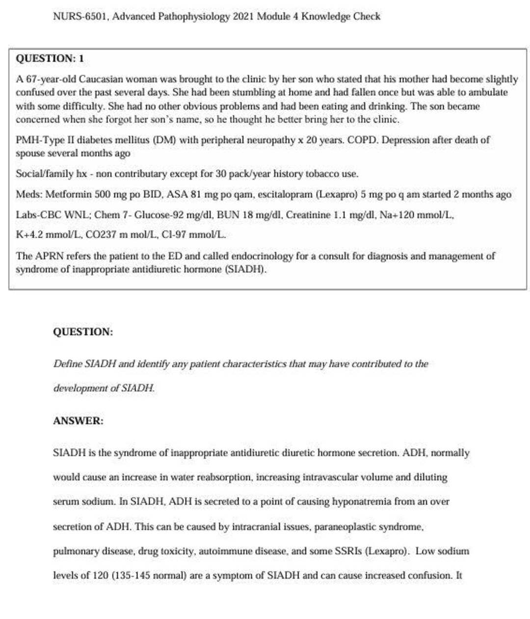 NURS 6501 Advanced Pathophysiology Knowledge Check (module 4) - Etsy