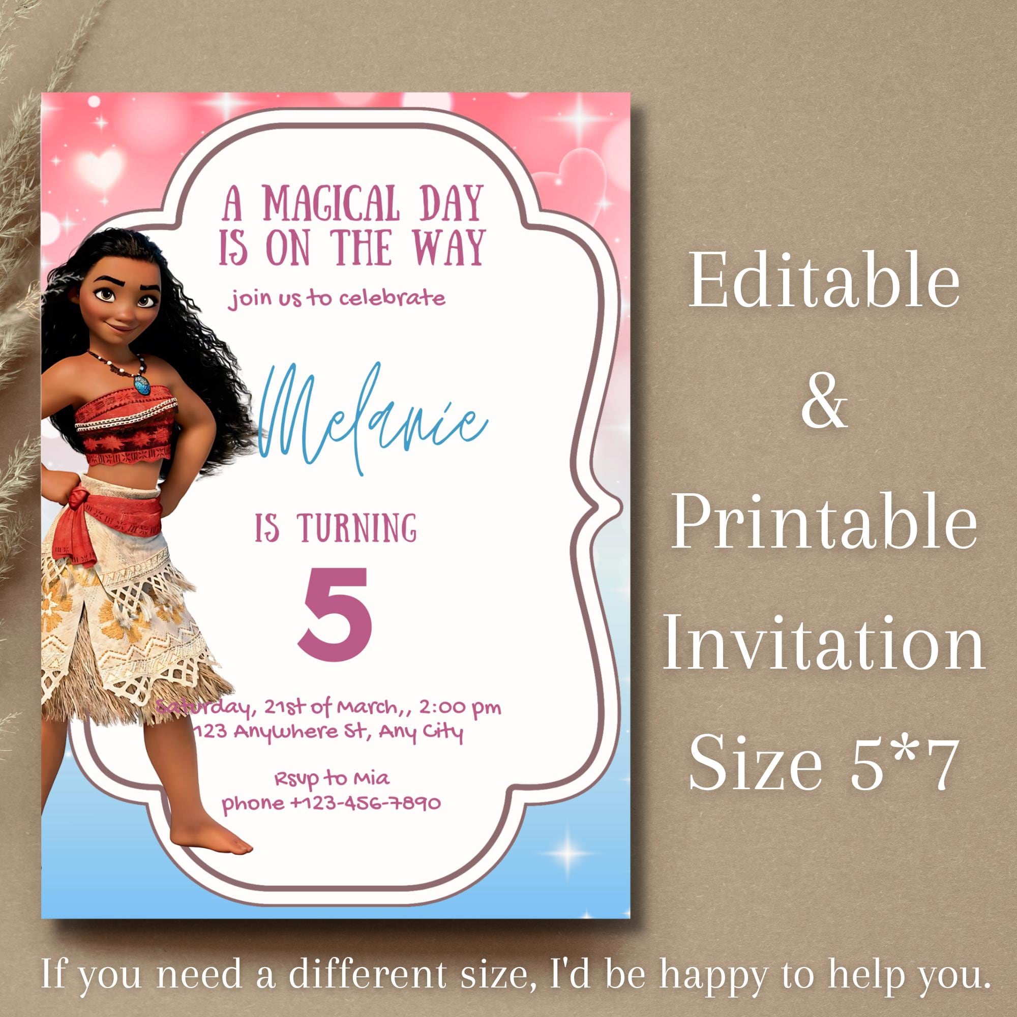 Editable Moana Birthday Invitation | Digital Download | Printable Kids ...