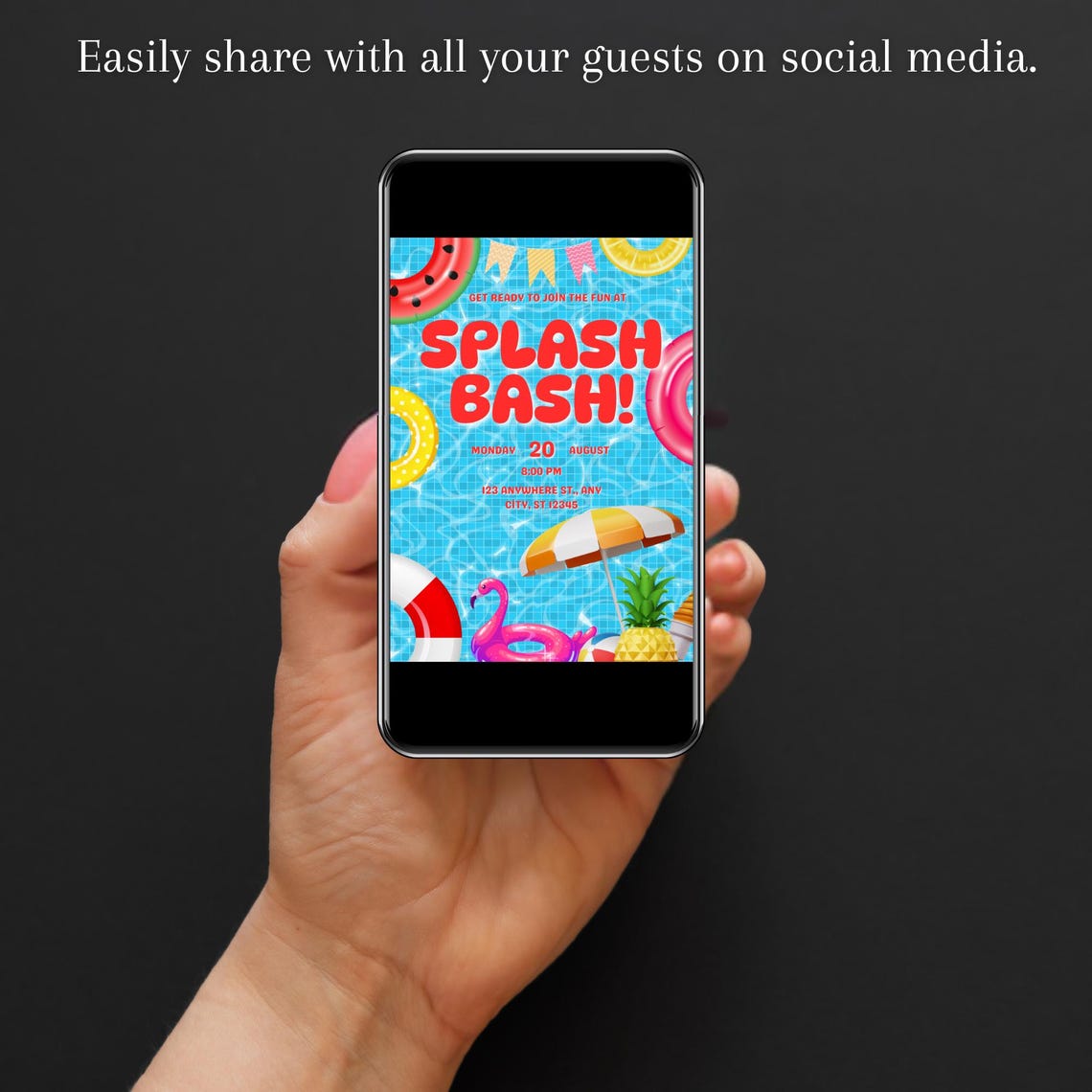 Editable Pool Party Invitation, Splash Bash Digital Card, Summer Swim ...