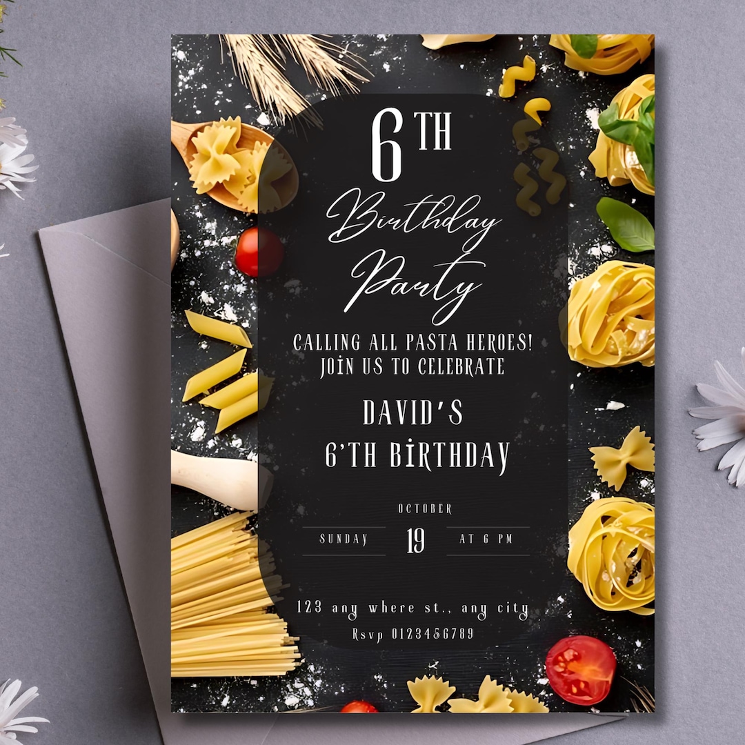 Editable Pasta Birthday Invitation | Italian Cooking Party | Digital ...