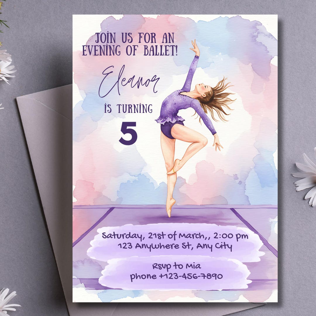 Ballet Birthday Invitation Printable | Watercolor Dance Party Invite ...