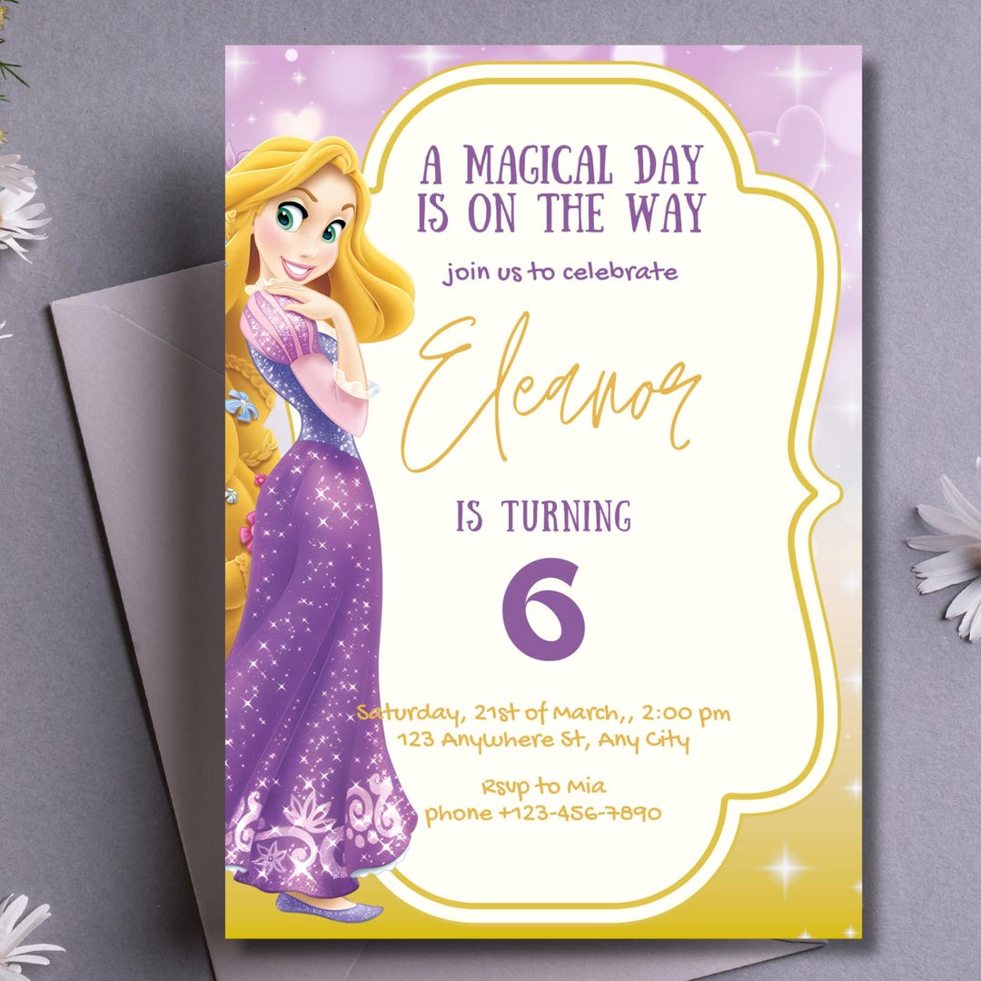 Editable Rapunzel Princess Birthday Invitation | Tangled Party Digital ...
