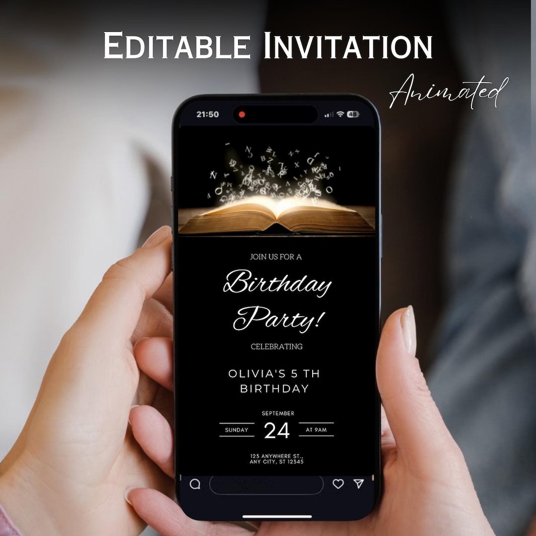 Editable Magic Book Birthday Invitation | Digital Download | Printable ...
