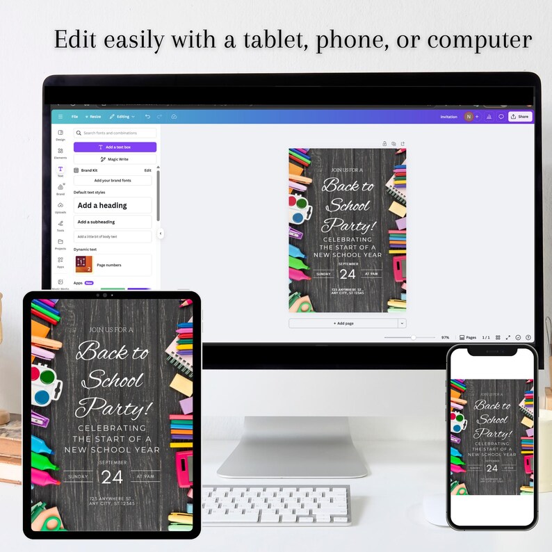 Editable Back to School Party Invitation | Digital Download | Printable ...