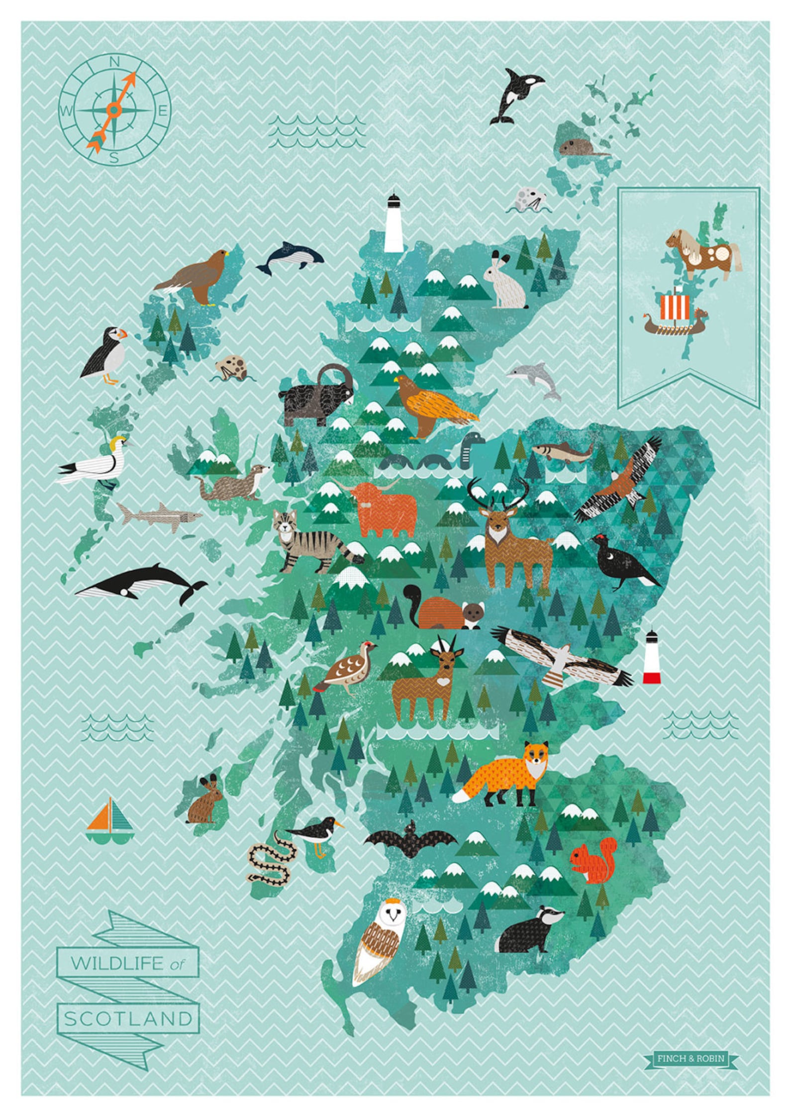 A2 Wildlife Map of Scotland Print - Etsy UK