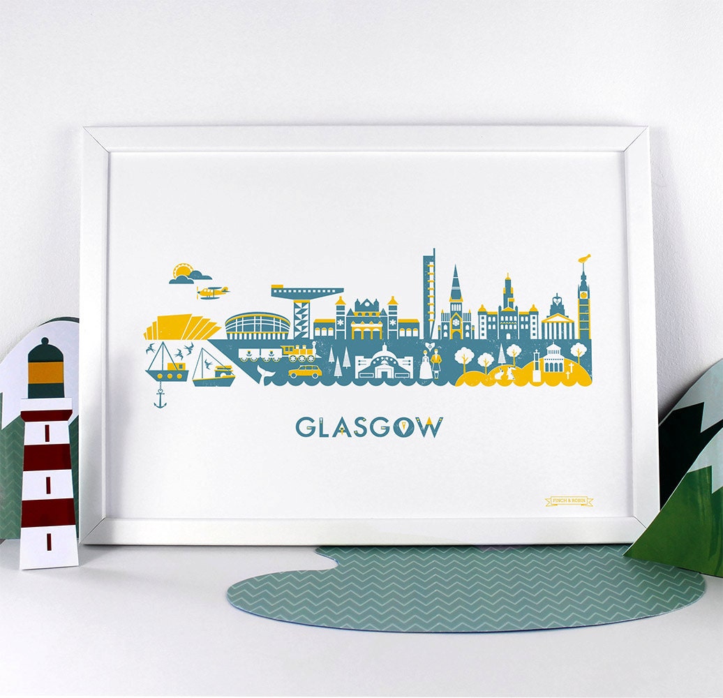 Glasgow Skyline Print - Etsy