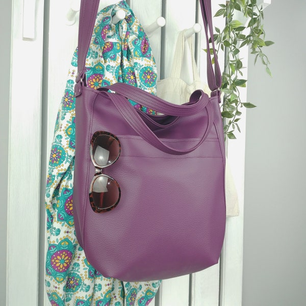 Purple Leather Bag - Etsy