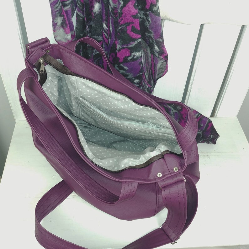 Large Purple Leather Tote Fall Crossbody Bag Sling Shoulder - Etsy