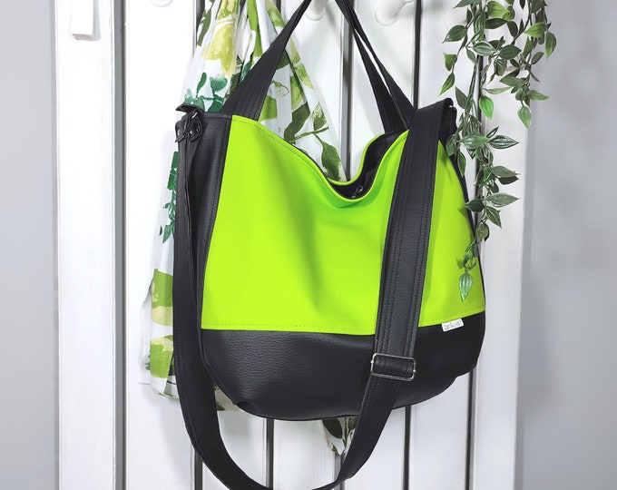 Lime Green Leather Tote, Leather Zipper Pocket & Purse, 2 Sizes, Lime ...