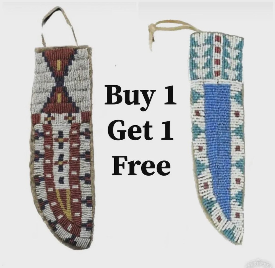 Lakota Sioux Beaded Leather Knife Sheath: Native American Handmade - Etsy