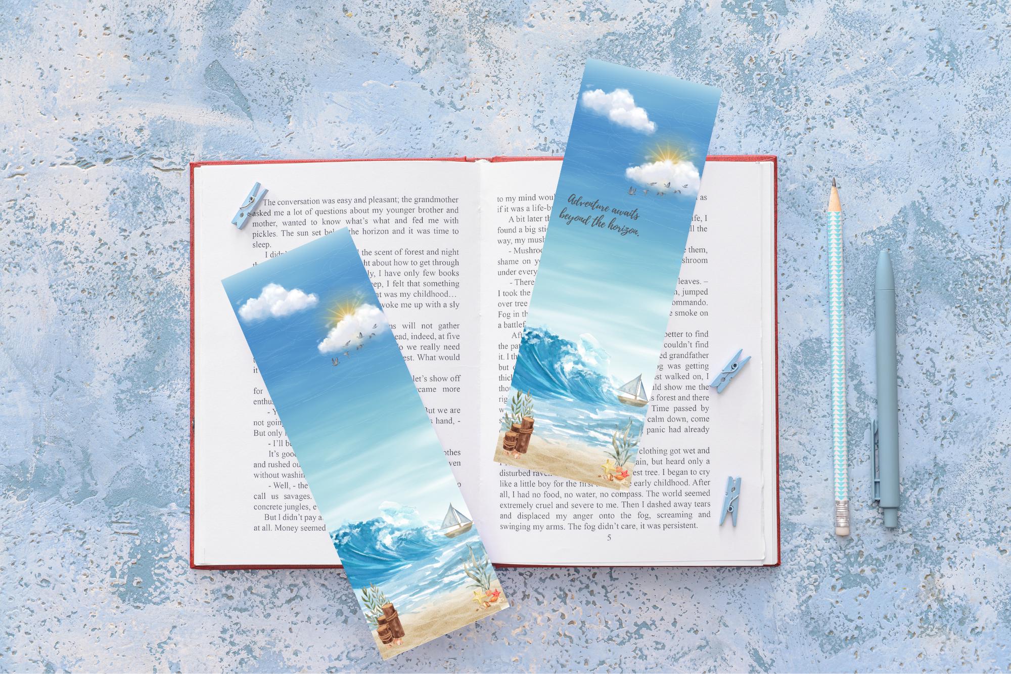 Printable Bookmark Set | Coastal Ocean Bookmarks | Watercolor Sea ...