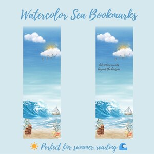 Printable Bookmark Set | Coastal Ocean Bookmarks | Watercolor Sea ...