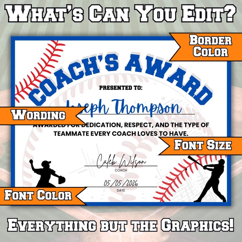 Editable Baseball Award Certificates – 30+ Printable Templates | Team ...