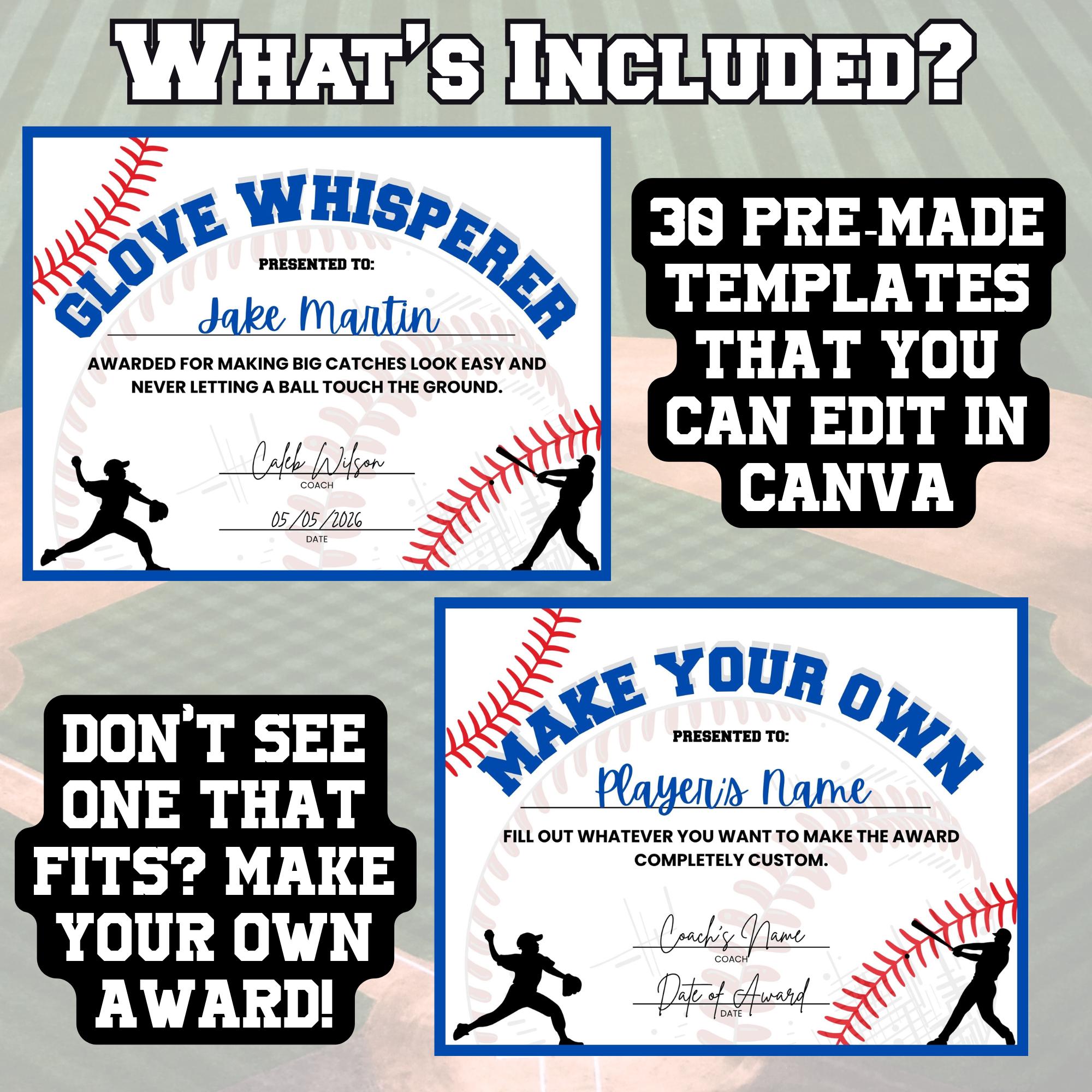 Editable Baseball Award Certificates – 30+ Printable Templates | Team ...
