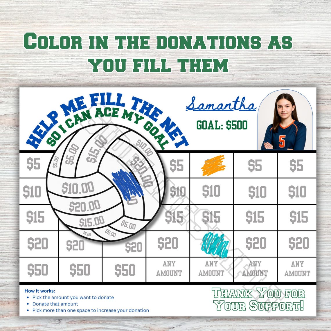 Editable Volleyball Fundraiser Calendar – Pick-a-date Donation Template ...