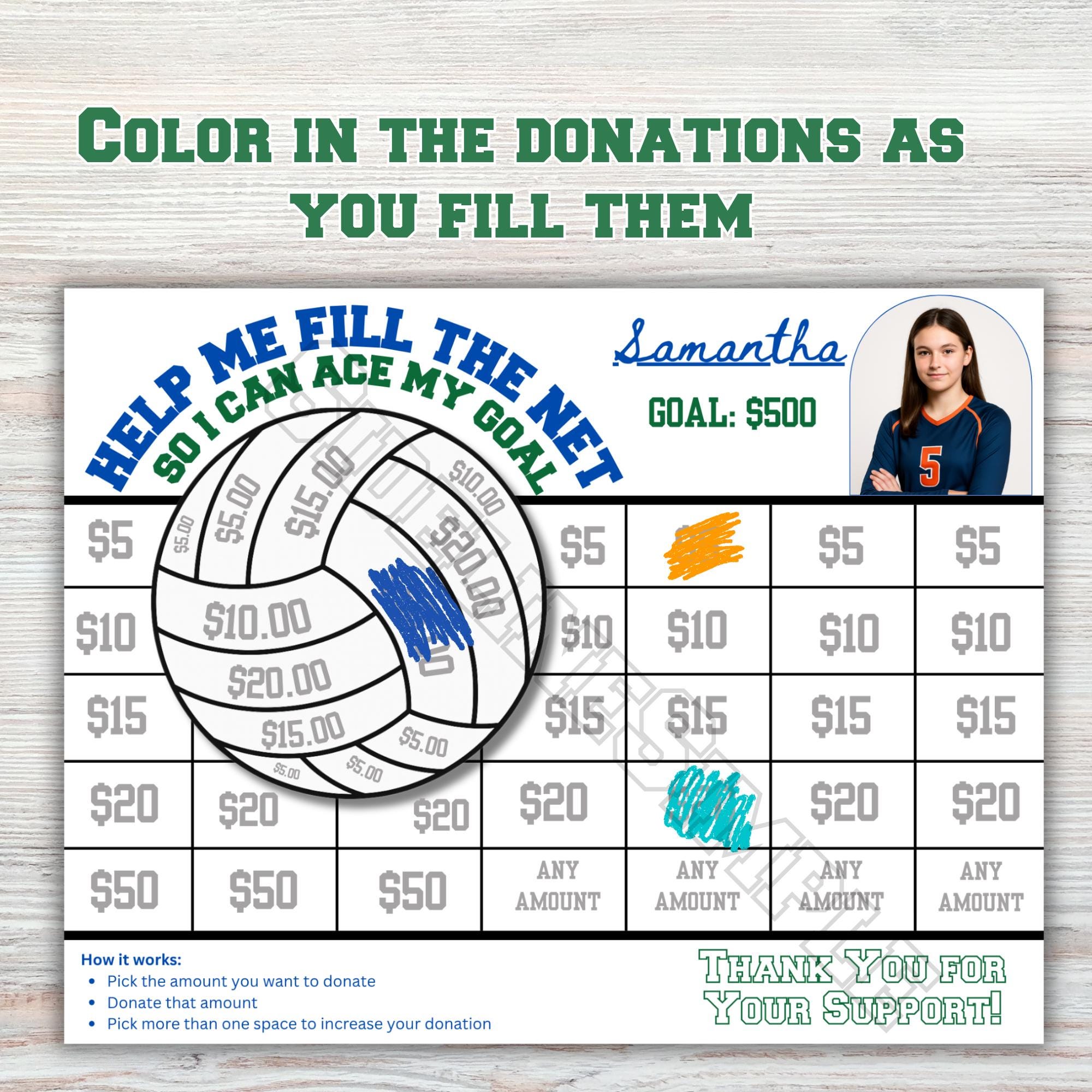 Editable Volleyball Fundraiser Calendar – Pick-a-date Donation Template ...