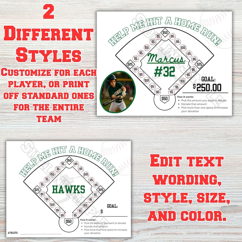 Editable Baseball Fundraiser Calendar – Pick-a-date Donation Template ...