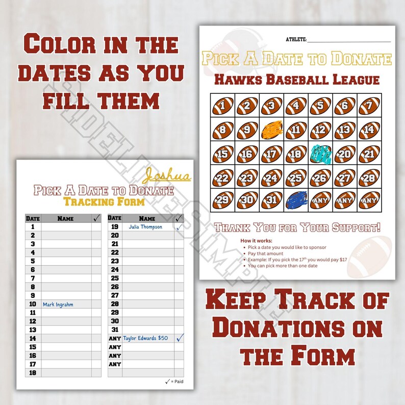 Football Fundraiser Calendar Template: Pick a Date to Donate (canva ...