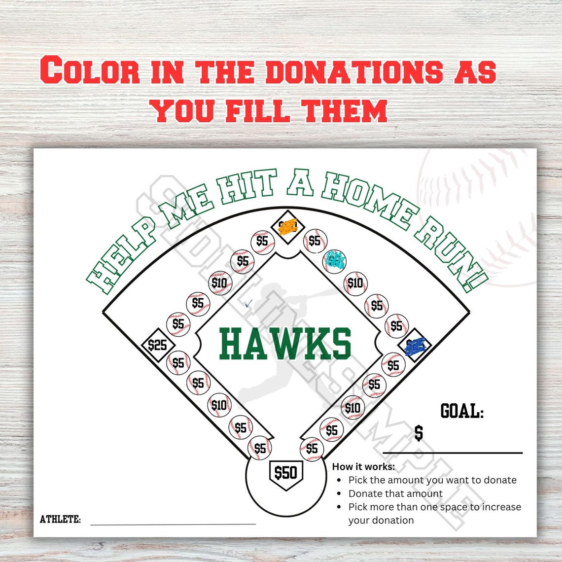 Editable Baseball Fundraiser Calendar – Pick-a-date Donation Template ...