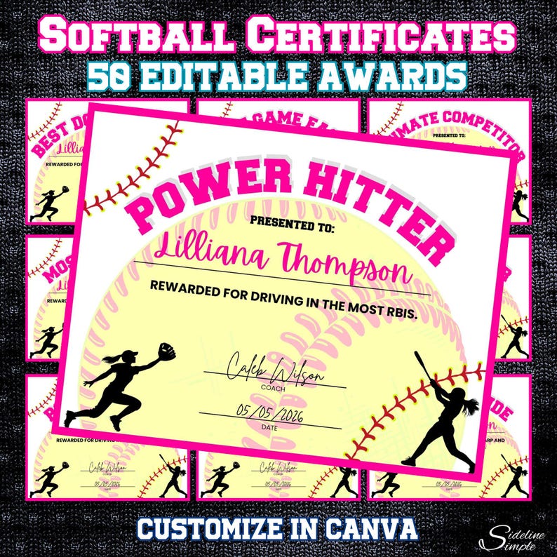 Editable Softball Award Certificates – 50 Printable Templates | Create ...