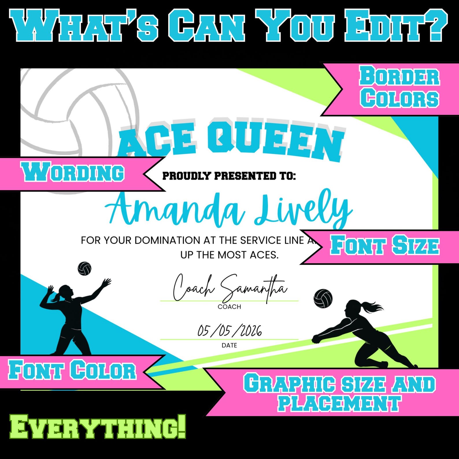 Editable Volleyball Award Certificates: End-of-season Team Awards Canva ...