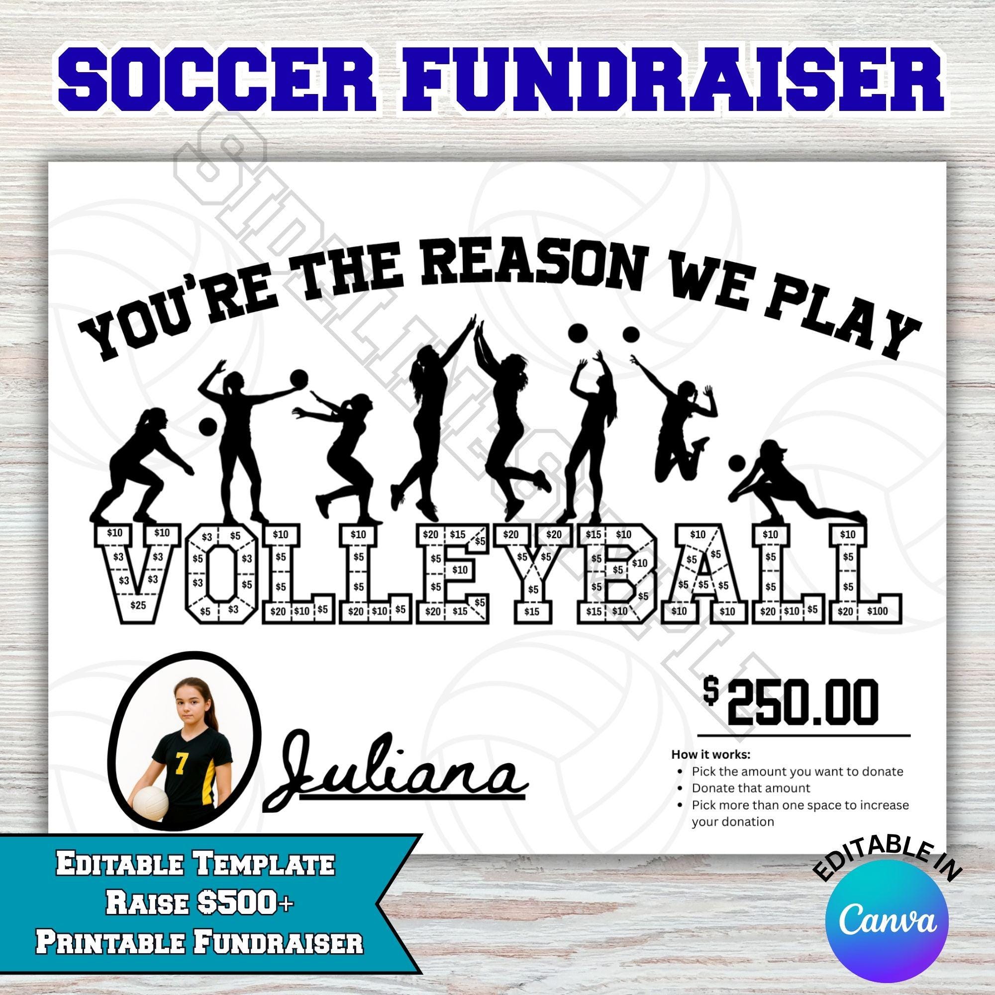 Volleyball Fundraiser Donation Chart: Editable Team Template (digital ...