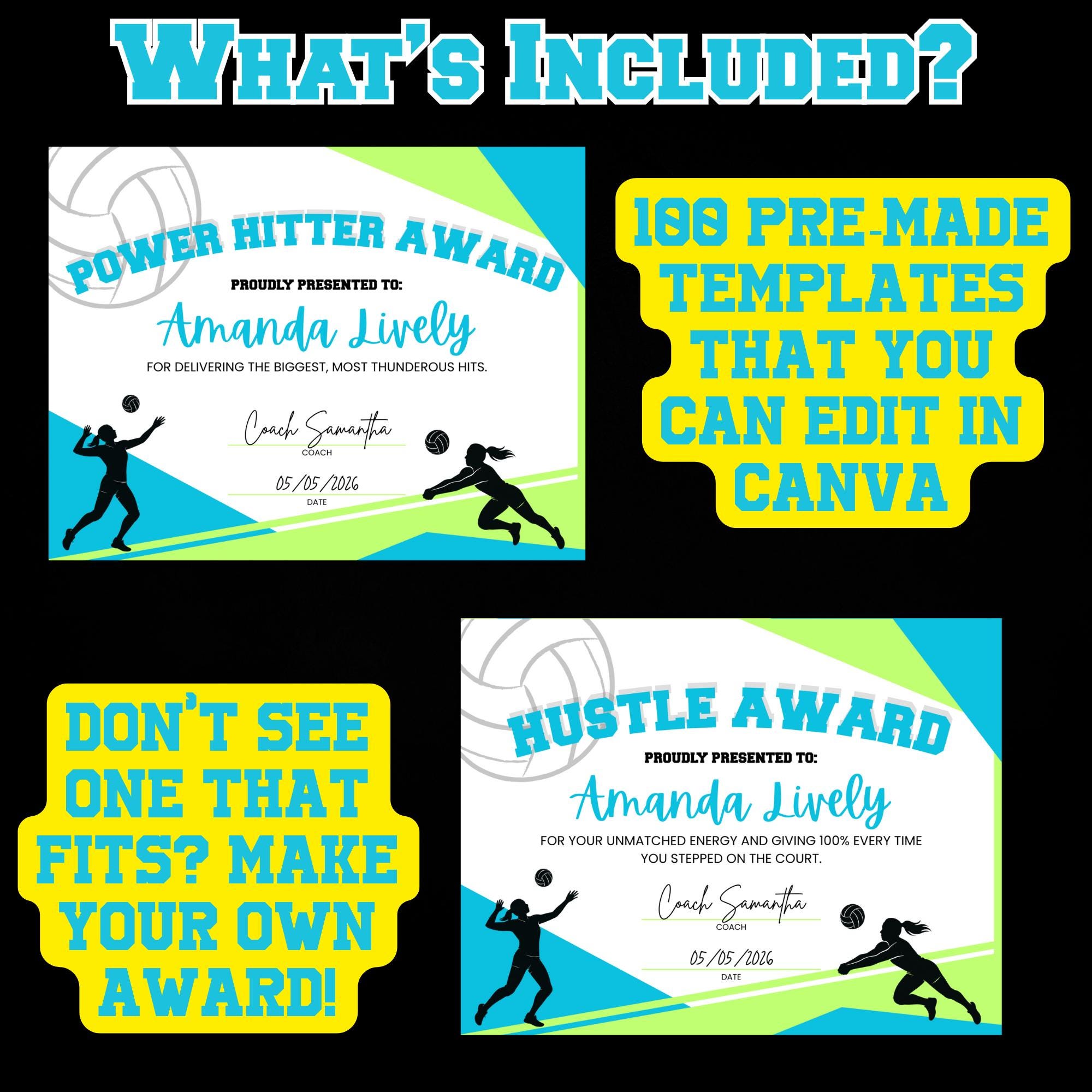 Editable Volleyball Award Certificates: End-of-season Team Awards Canva ...