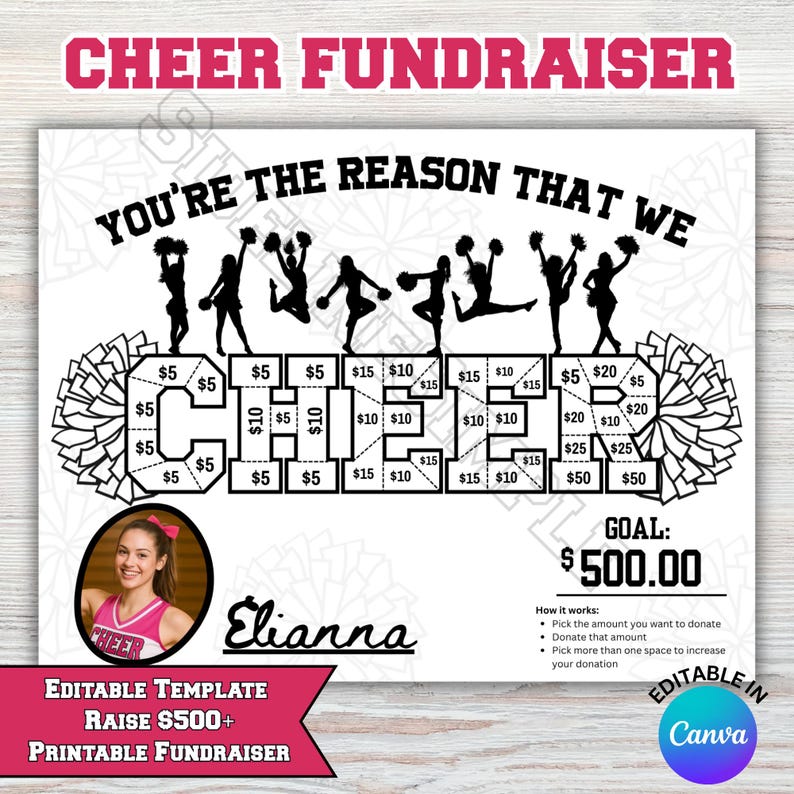 Cheer Fundraiser Calendar: Pick-a-date Donation Tracker (printable ...