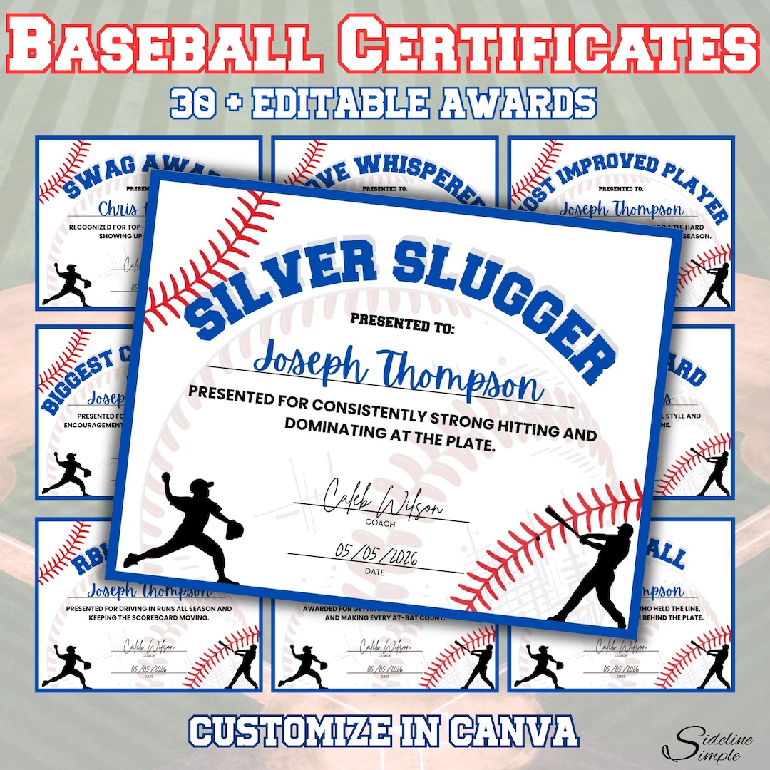 Editable Baseball Award Certificates – 30+ Printable Templates | Team ...