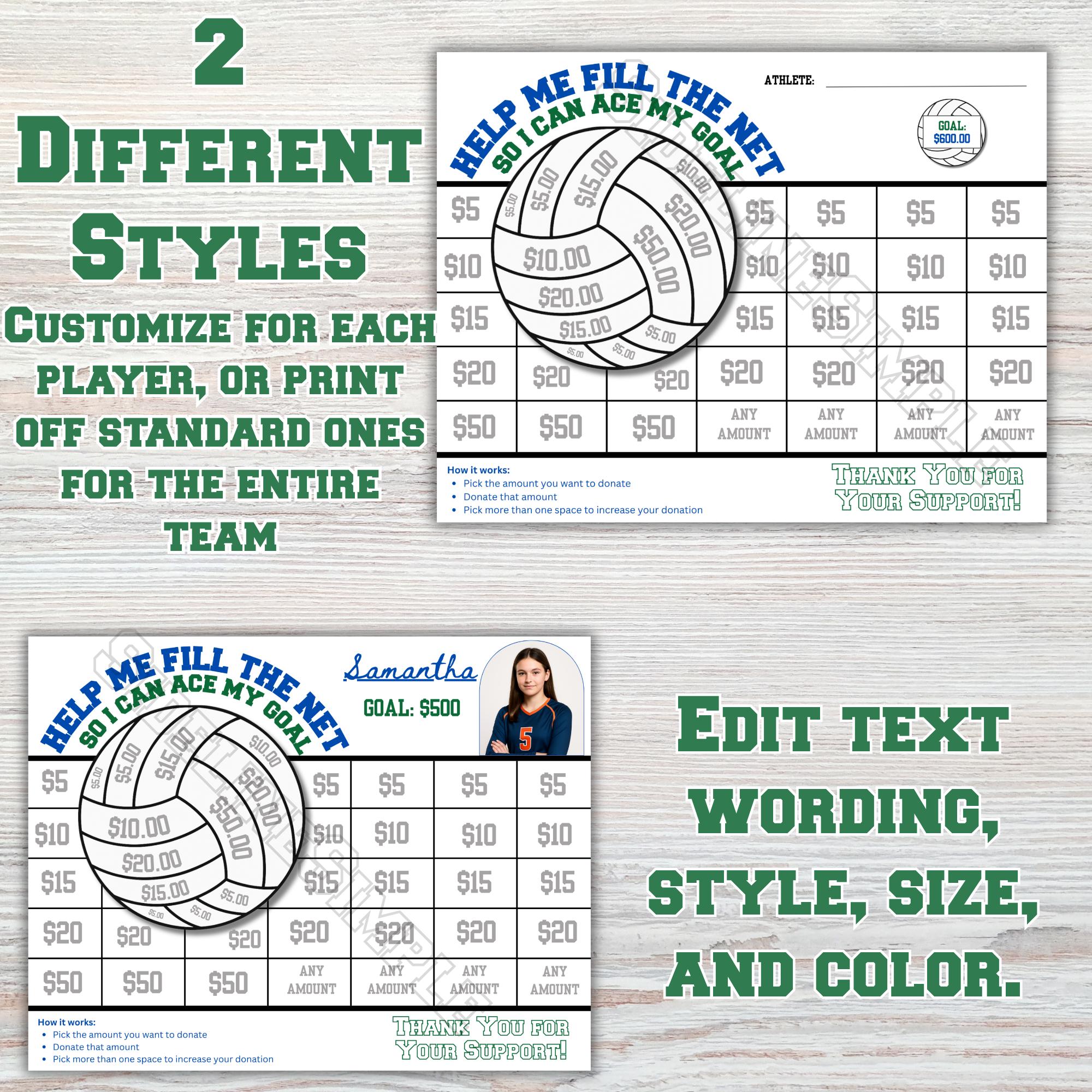 Editable Volleyball Fundraiser Calendar – Pick-a-date Donation Template ...