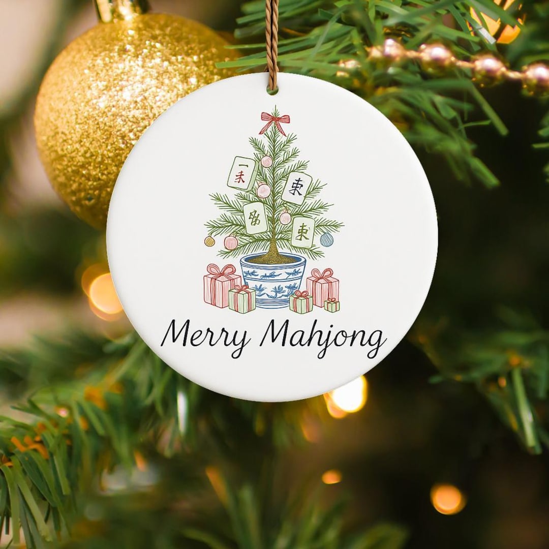 Merry Mahjong Ornament, Mahjong Christmas Ornaments Mahjong Chinoiserie ...