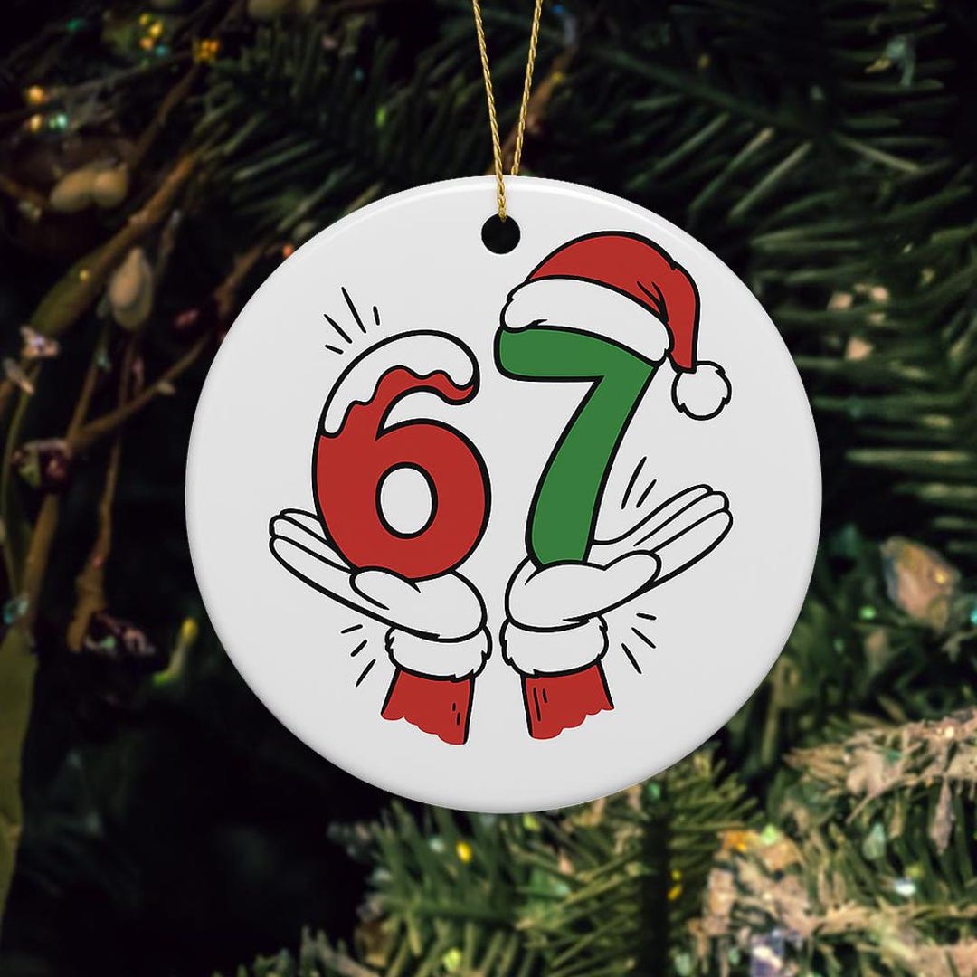 Six Seven 67 Santa Hands Brainrot Meme Christmas Ornament: Funny Gen Z ...