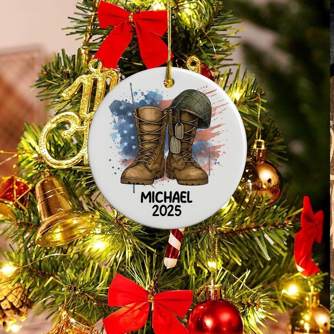 Custom Military Memorial Glass Ornament, Veteran Christmas Ornament ...