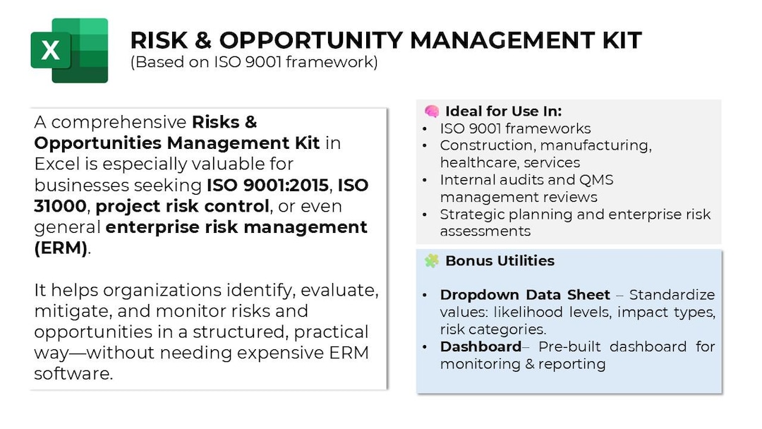 Risk Register and Management Based on ISO 9001 Framework - Etsy