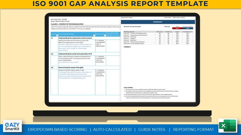 ISO 9001 Gap Analysis Report Template - Etsy